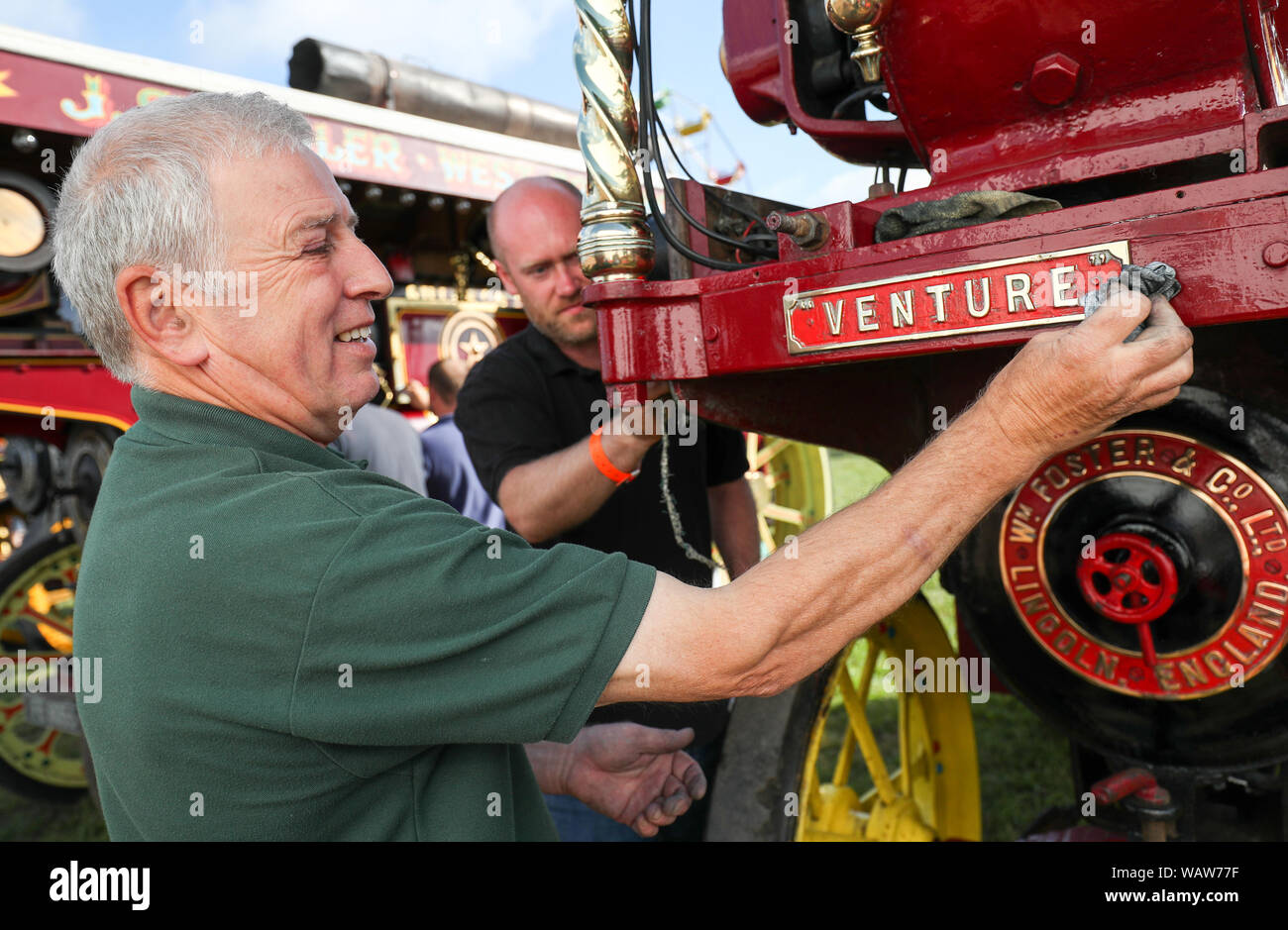 Alan Rundle from Lincolnshire, polishes the name plaque of his families ...