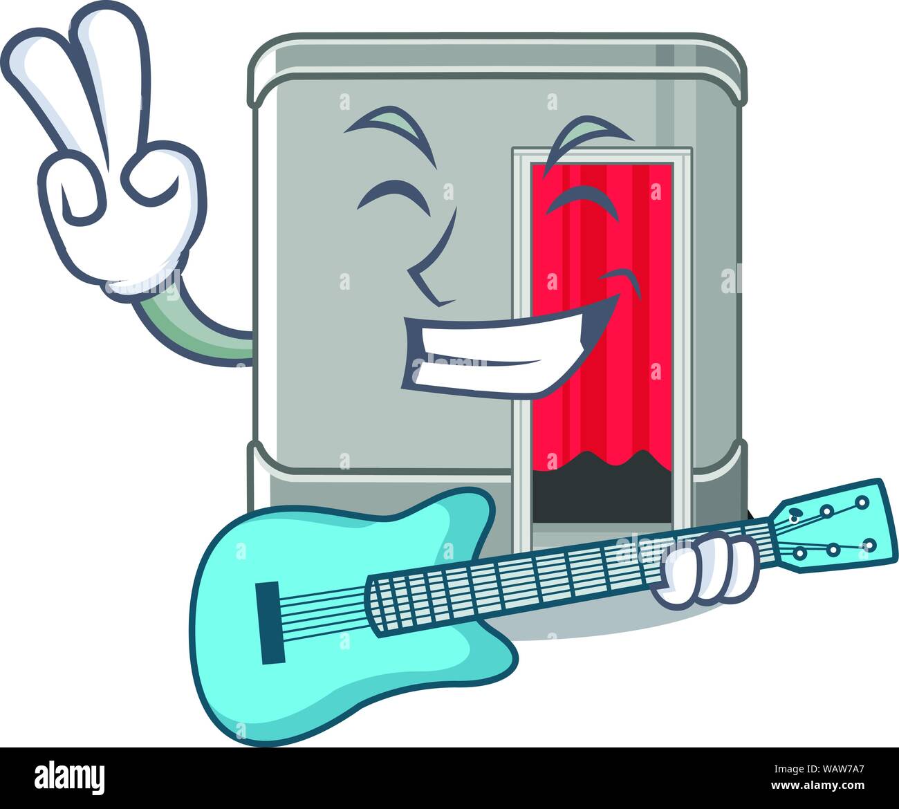 With guitar photo booth isolated with the cartoon Stock Vector Image ...