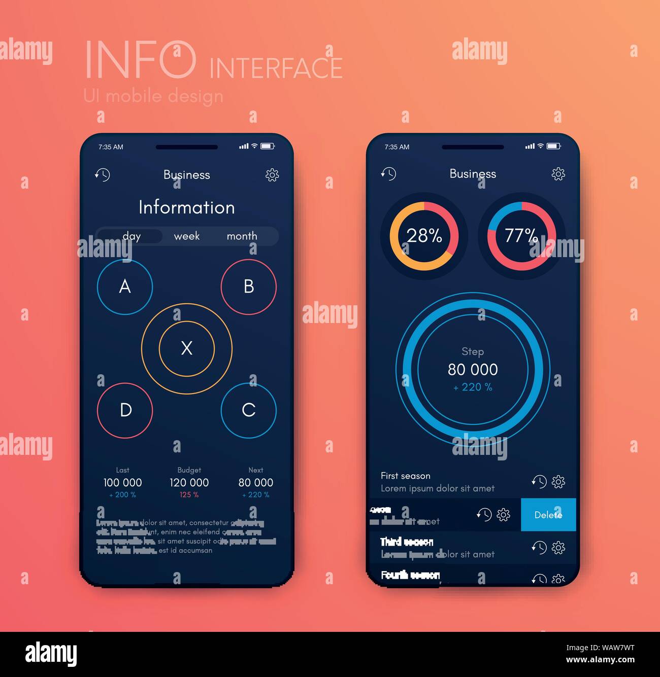 Mobile Application Interface Ui Design Vector Illustration Stock Vector Image And Art Alamy