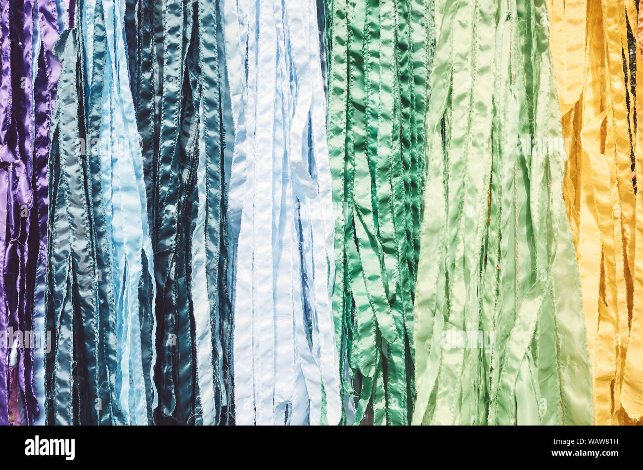 Many colorful ribbons, color toned abstract background Stock Photo - Alamy
