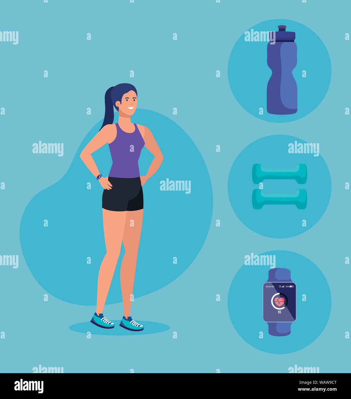 fitnesss woman with healthy balance activity Stock Vector Image & Art ...