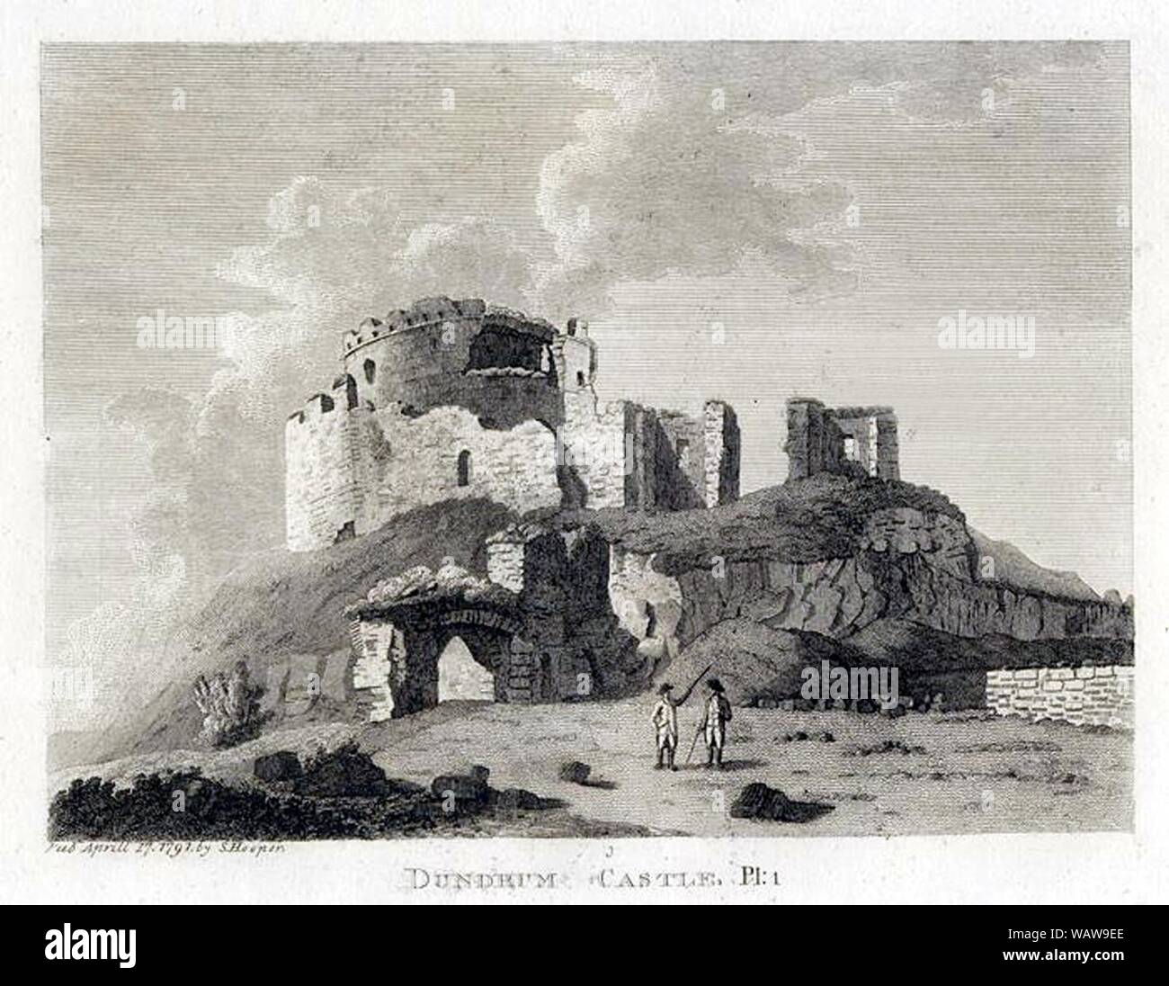 Dundrum Castle, Co Down, 1791 Stock Photo - Alamy