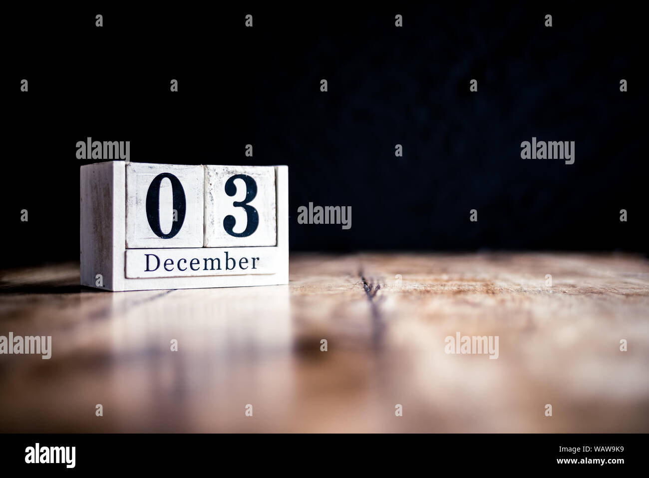 December 3rd, 3 December, Third of December - White block calendar on ...