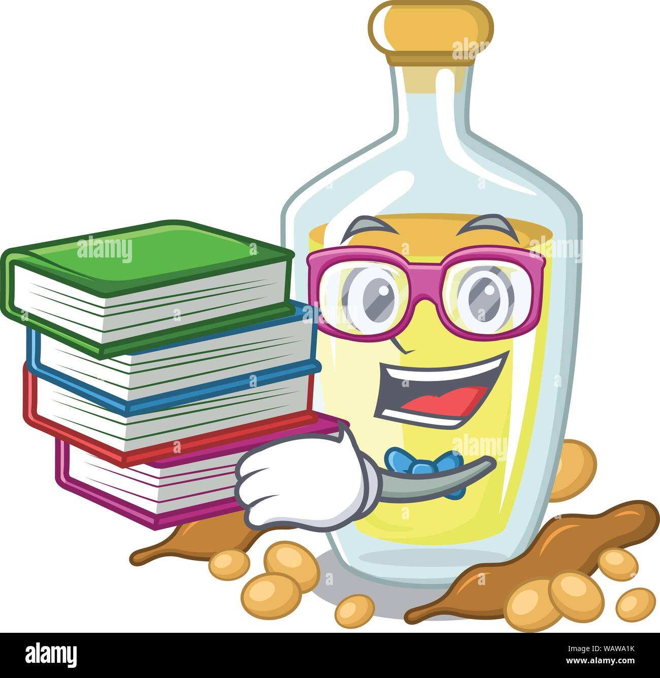 Student with book soybean oil with the character shape Stock Vector ...