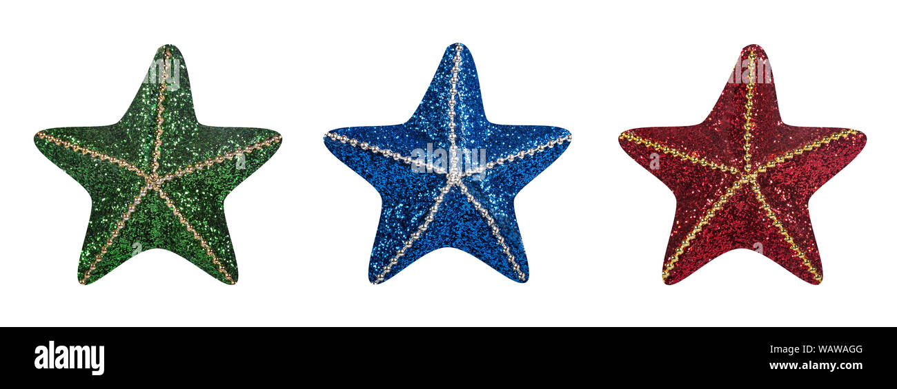 Star decorations for Christmas various colors with glitter Stock Photo ...