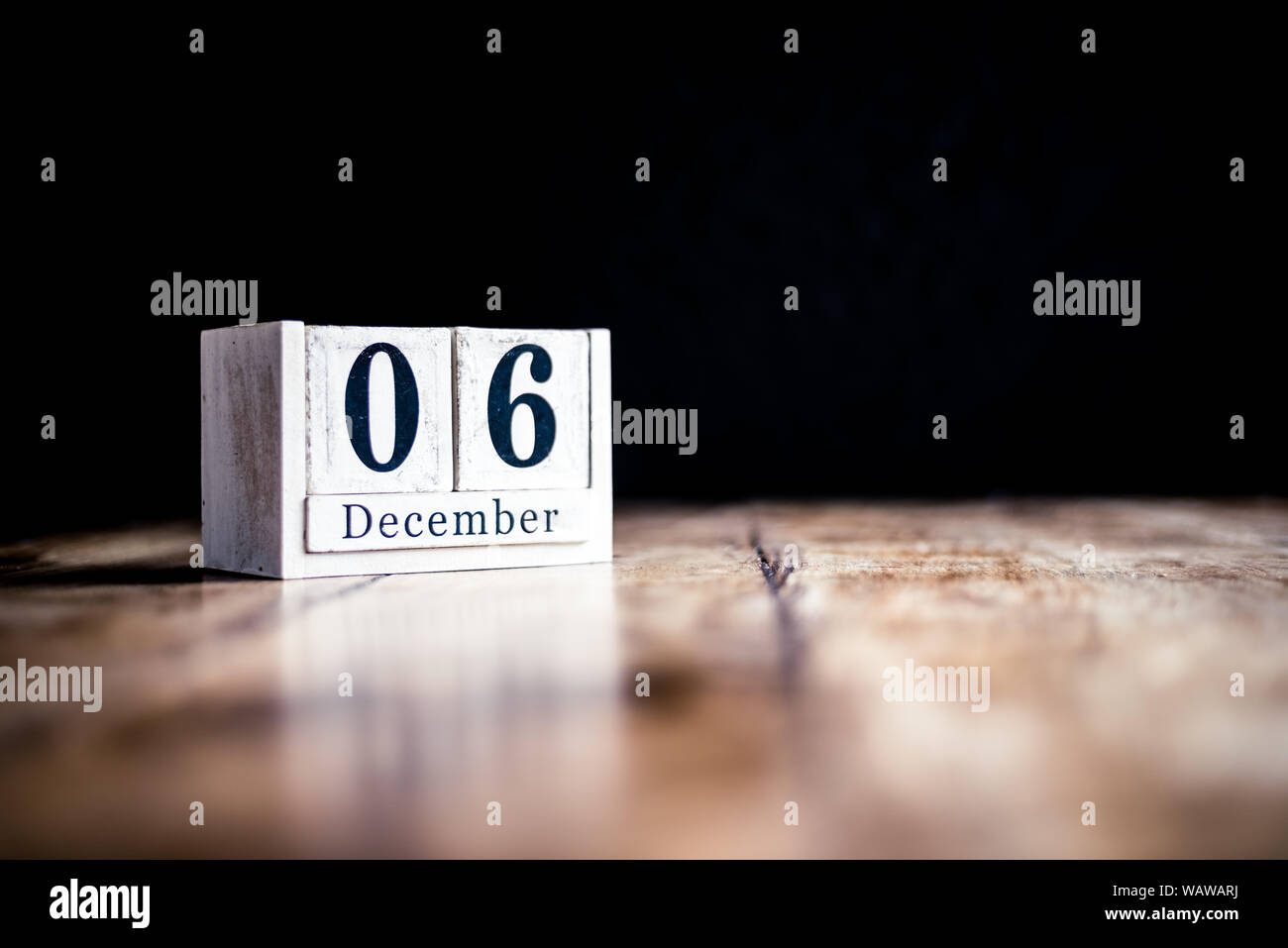 December 6th, 6 December, Sixth of December - White block calendar on ...