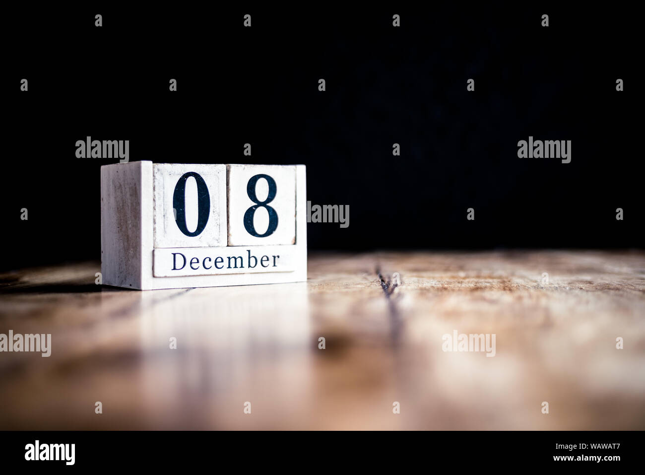 December 8th, 8 December, Eighth of December - White block calendar on ...
