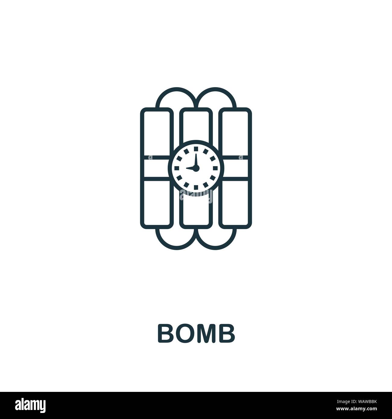 Bomb thin line icon. Creative simple design from security icons ...