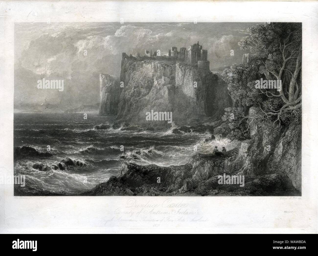 Dunluce castle engraved by W Miller after J Thomson Stock Photo - Alamy