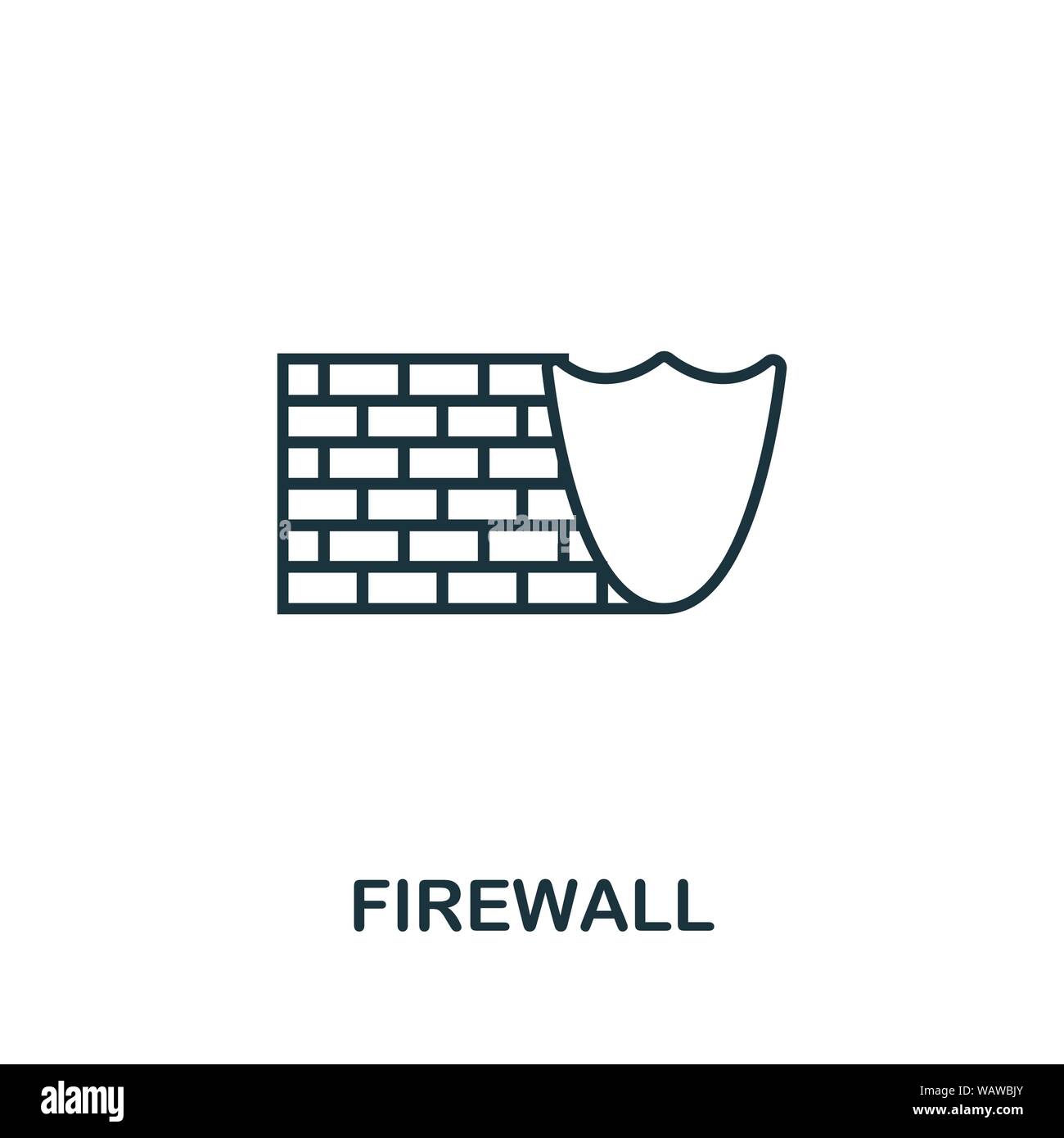 Firewall Thin Line Icon Creative Simple Design From Security Icons Collection Outline Firewall