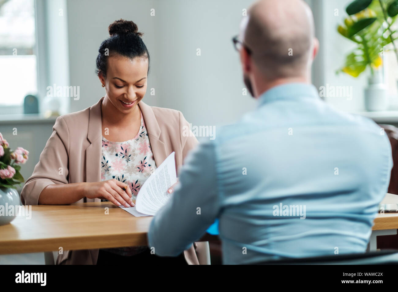 Black girl attending job interview Stock Photo - Alamy