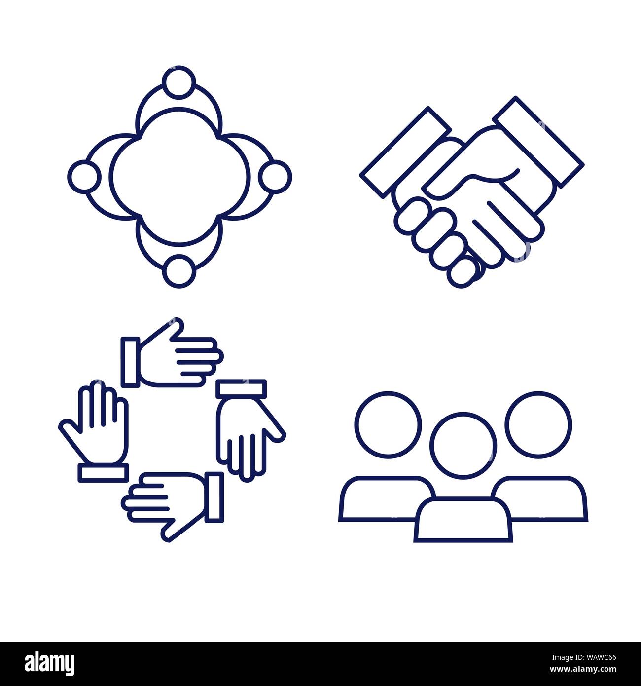 set of teamwork strategy with users information Stock Vector Image ...