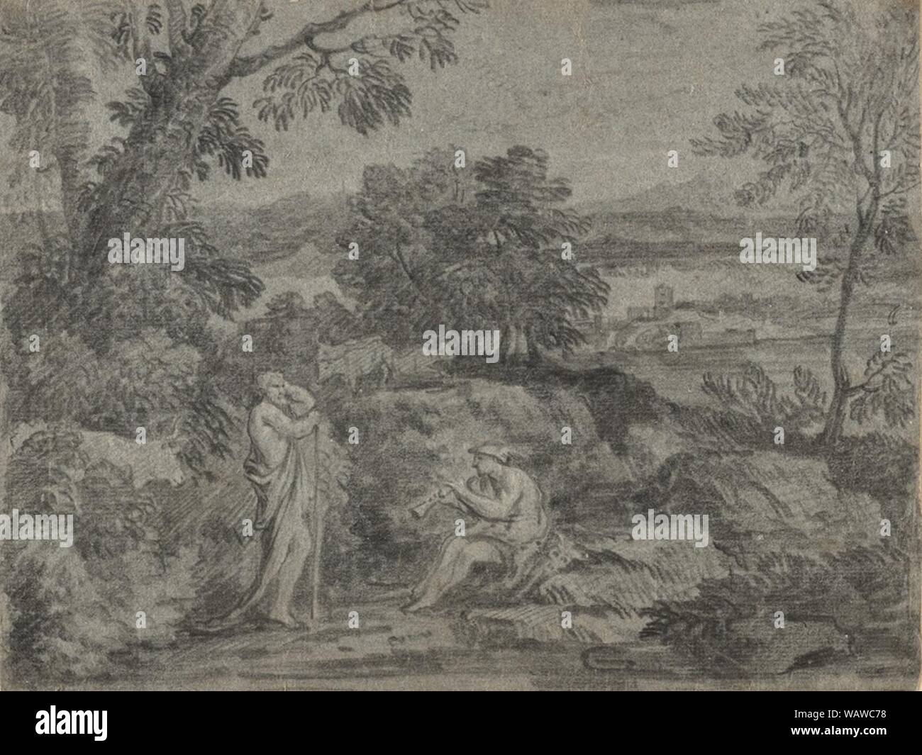 Landscape with Mercury and Argus by Gaspard Dughet chalk Stock Photo ...