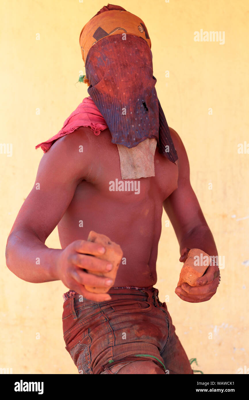 Traditional Nyau dancer with face mask at a Gule Wamkulu ceremony in ...