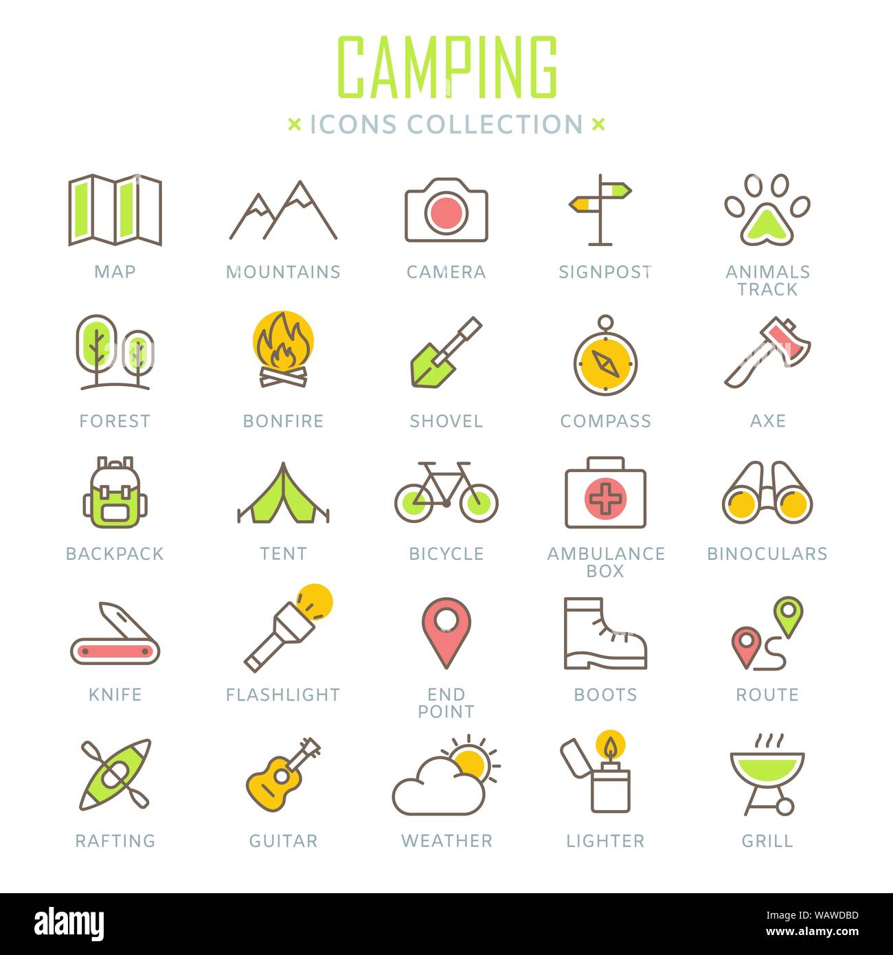 Collection of camping icons Stock Vector Image & Art - Alamy