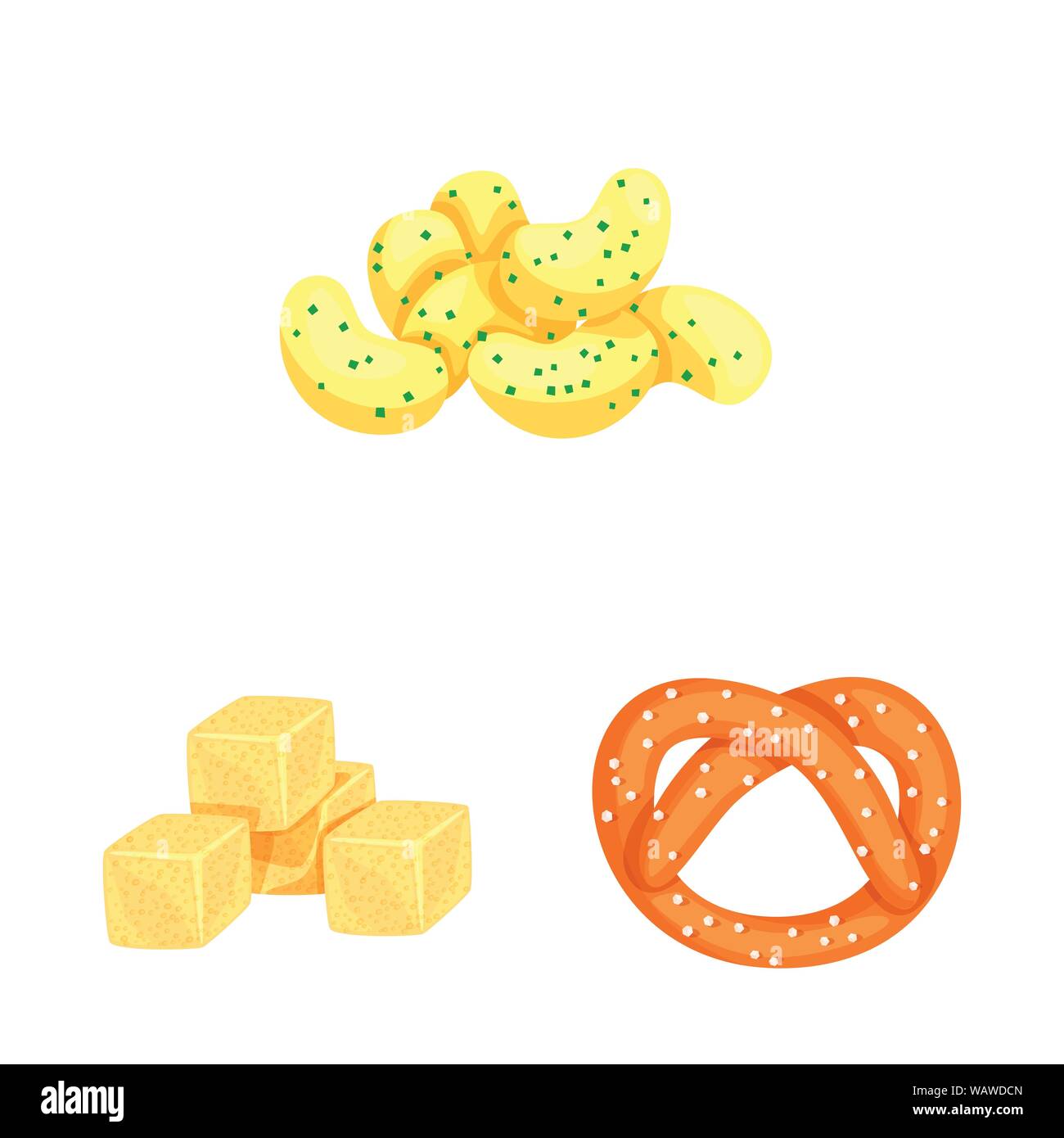Vector illustration of food and crunchy symbol. Collection of food and ...