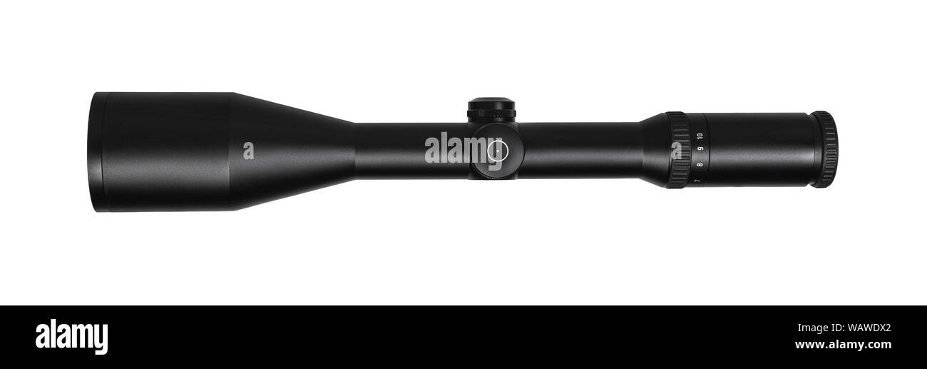 modern black optical scope for weapon isolated on white. sight scope ...