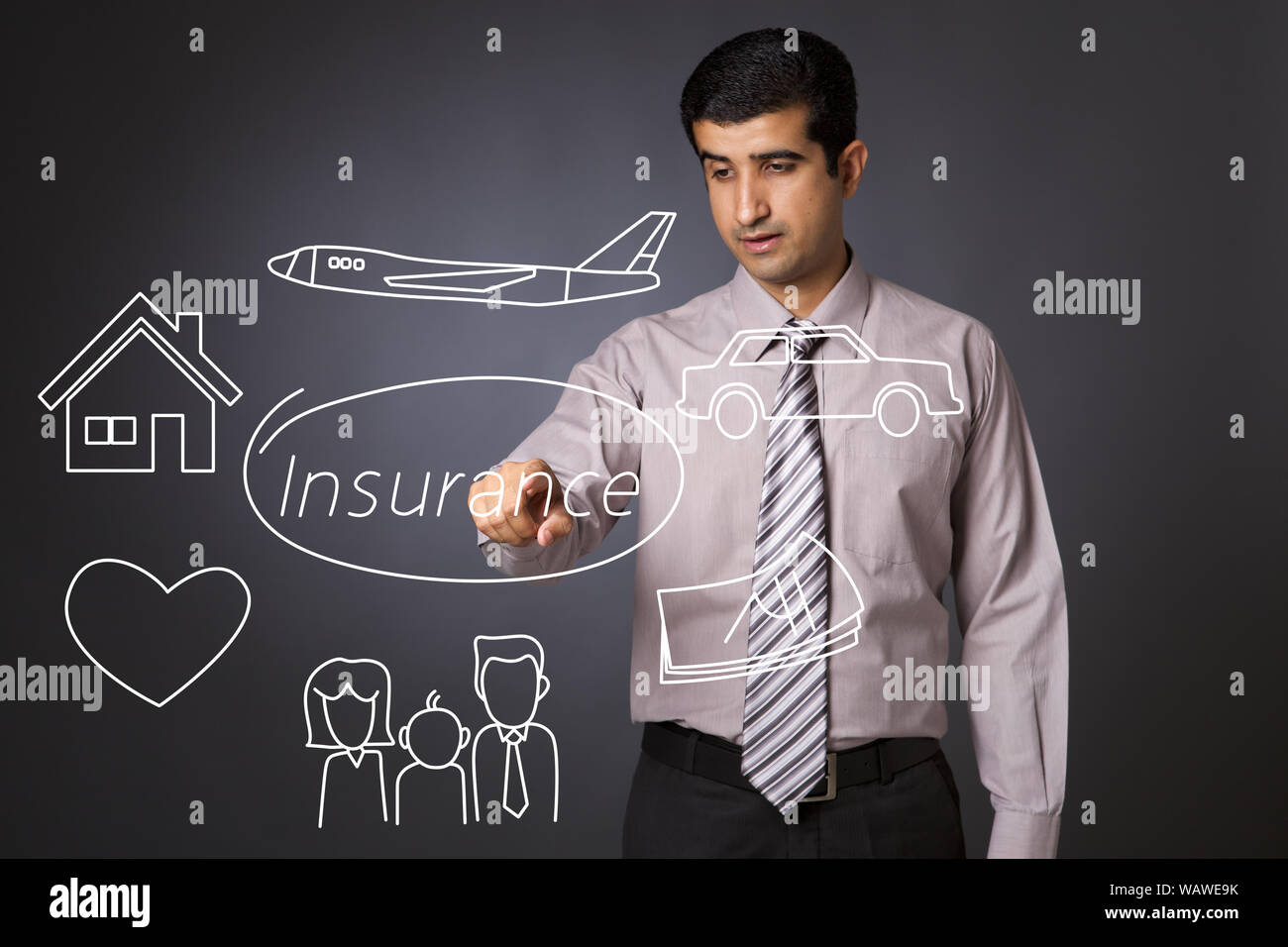 Businessman presenting insurance concept on a touch screen Stock Photo ...