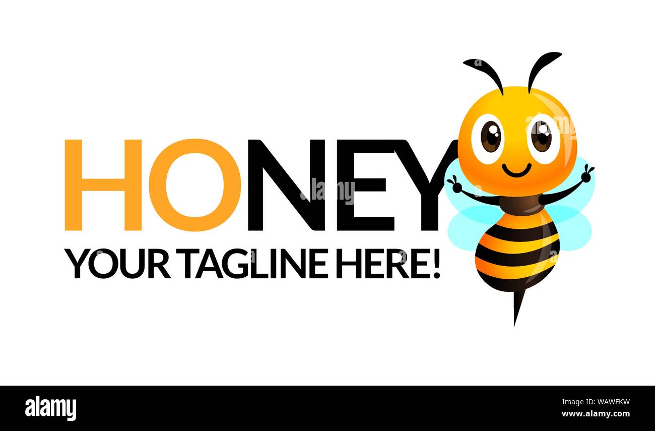 Cartoon cute bee spread hands with big signage or signboard - vector ...