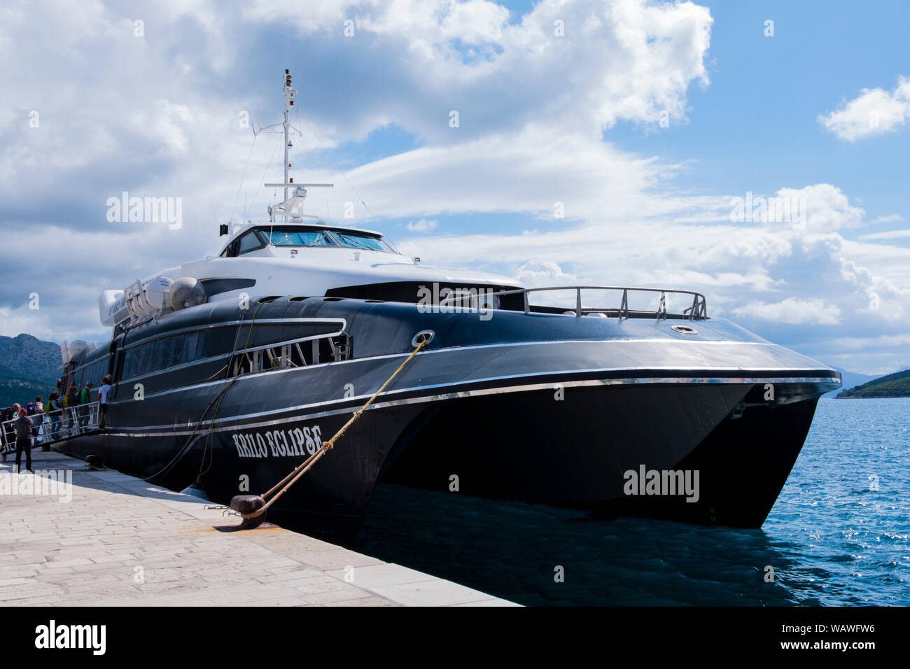 Krilo Eclipse catamaran boat, Korcula town, Korcula island, Dalmatia, Croatia Stock Photo - Alamy