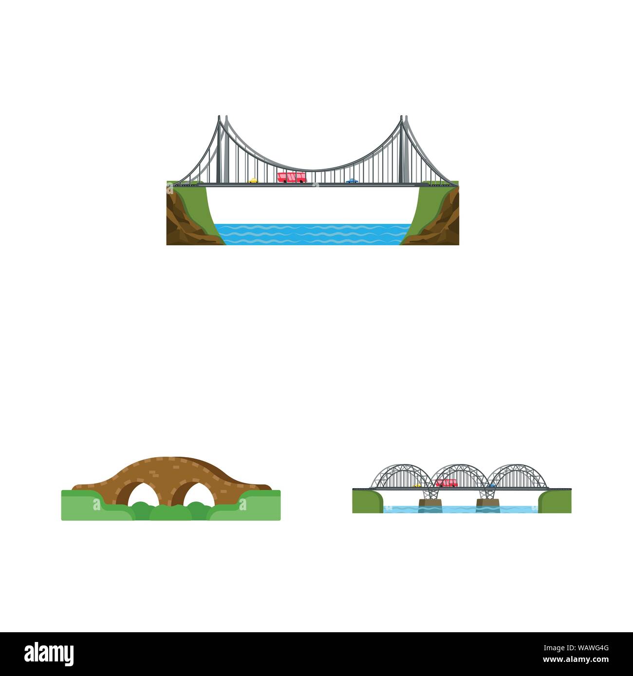 Isolated object of bridgework and bridge icon. Collection of bridgework ...