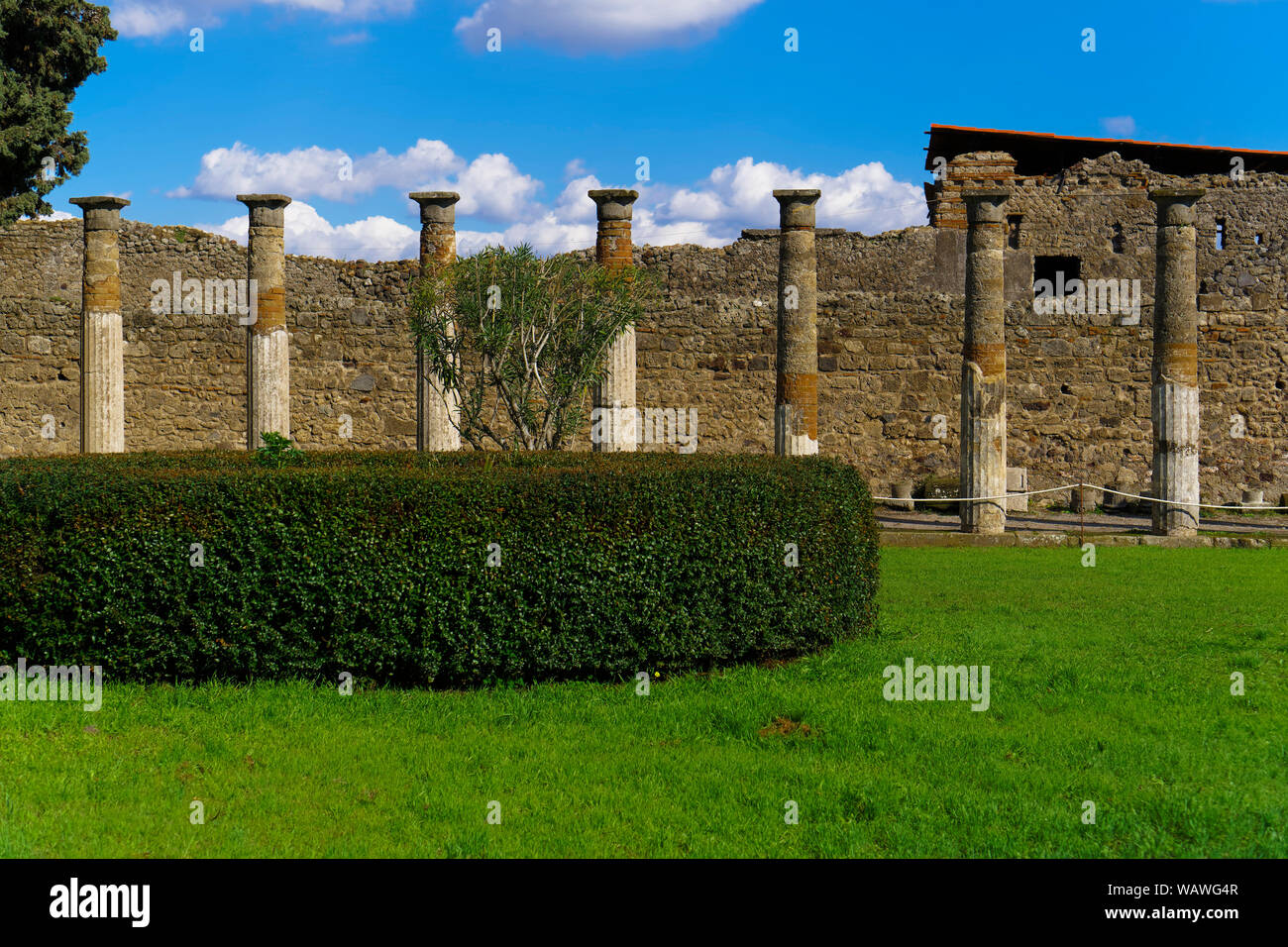 Pompeii, Italy House of the Vettii archaeological remains. Day view of ...