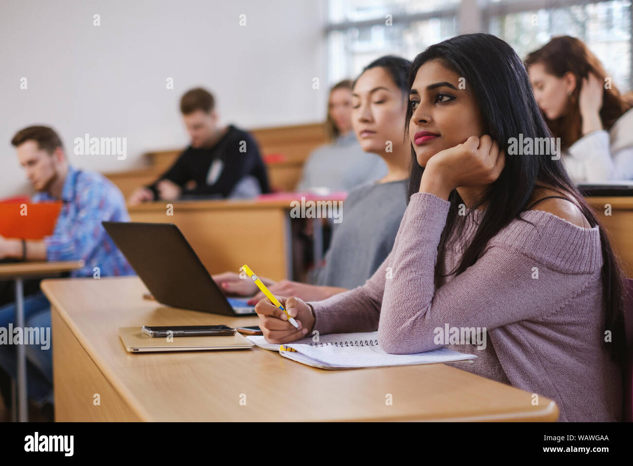 Multicultural group of students in an auditorium Stock Photo - Alamy