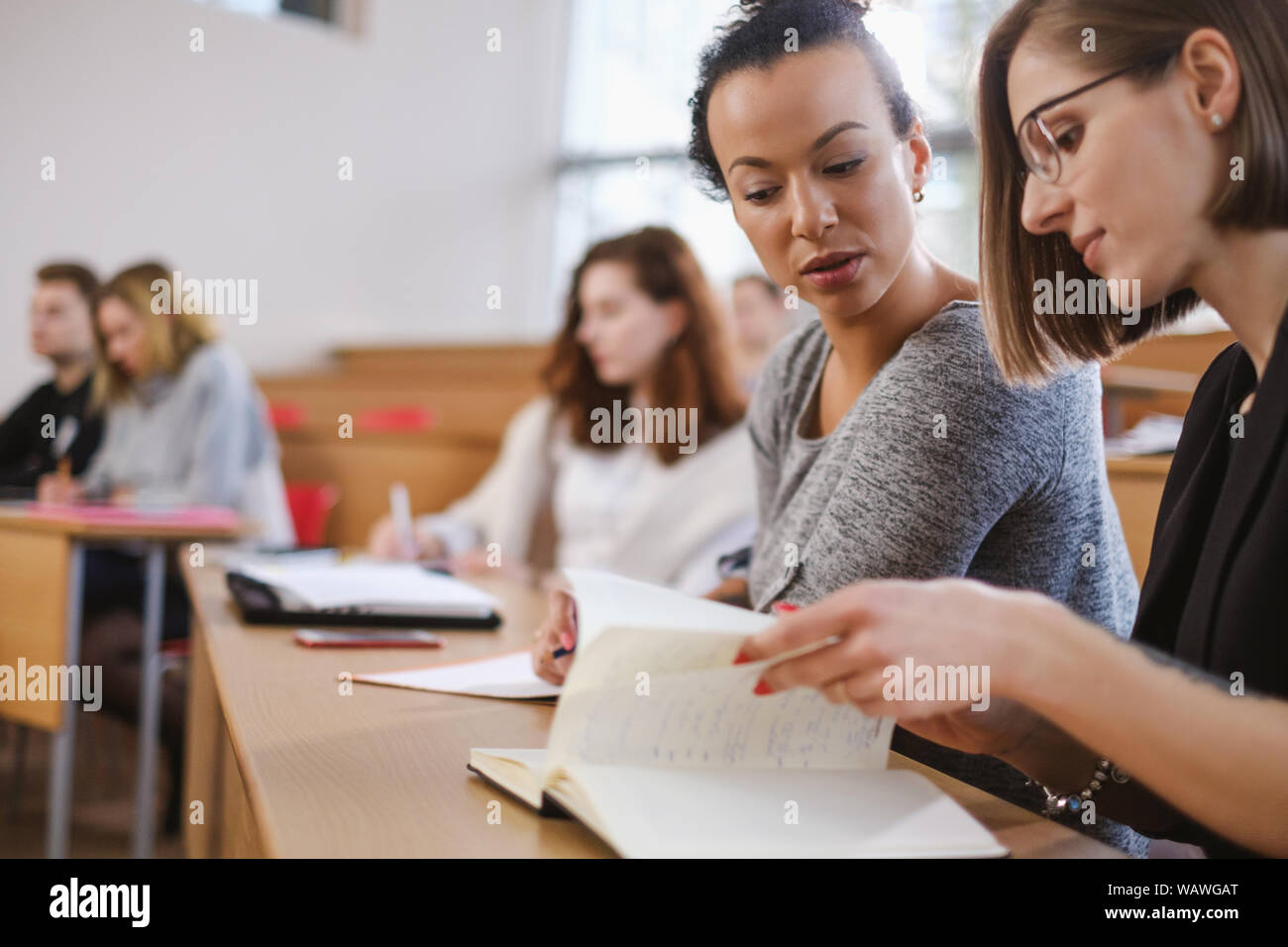 Multicultural group of students in an auditorium Stock Photo - Alamy