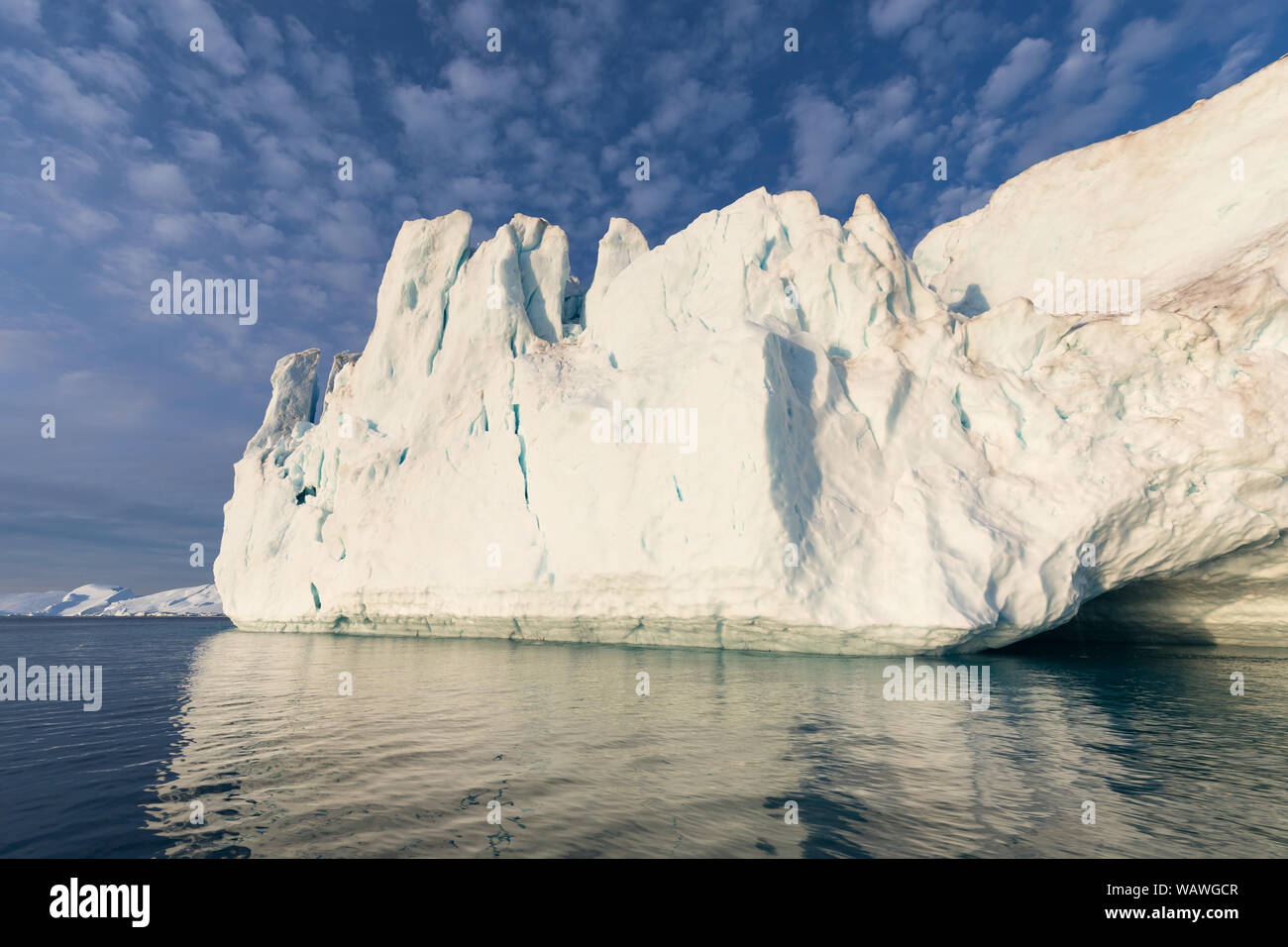 Icebergs in front of the fishing town Ilulissat in Greenland. Nature ...