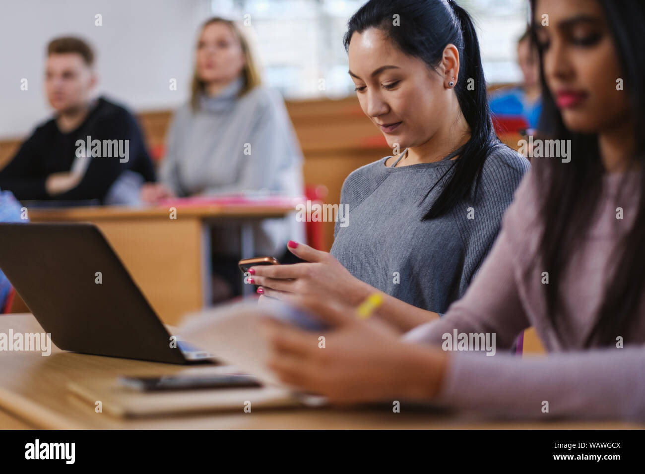 Multicultural group of students in an auditorium Stock Photo - Alamy