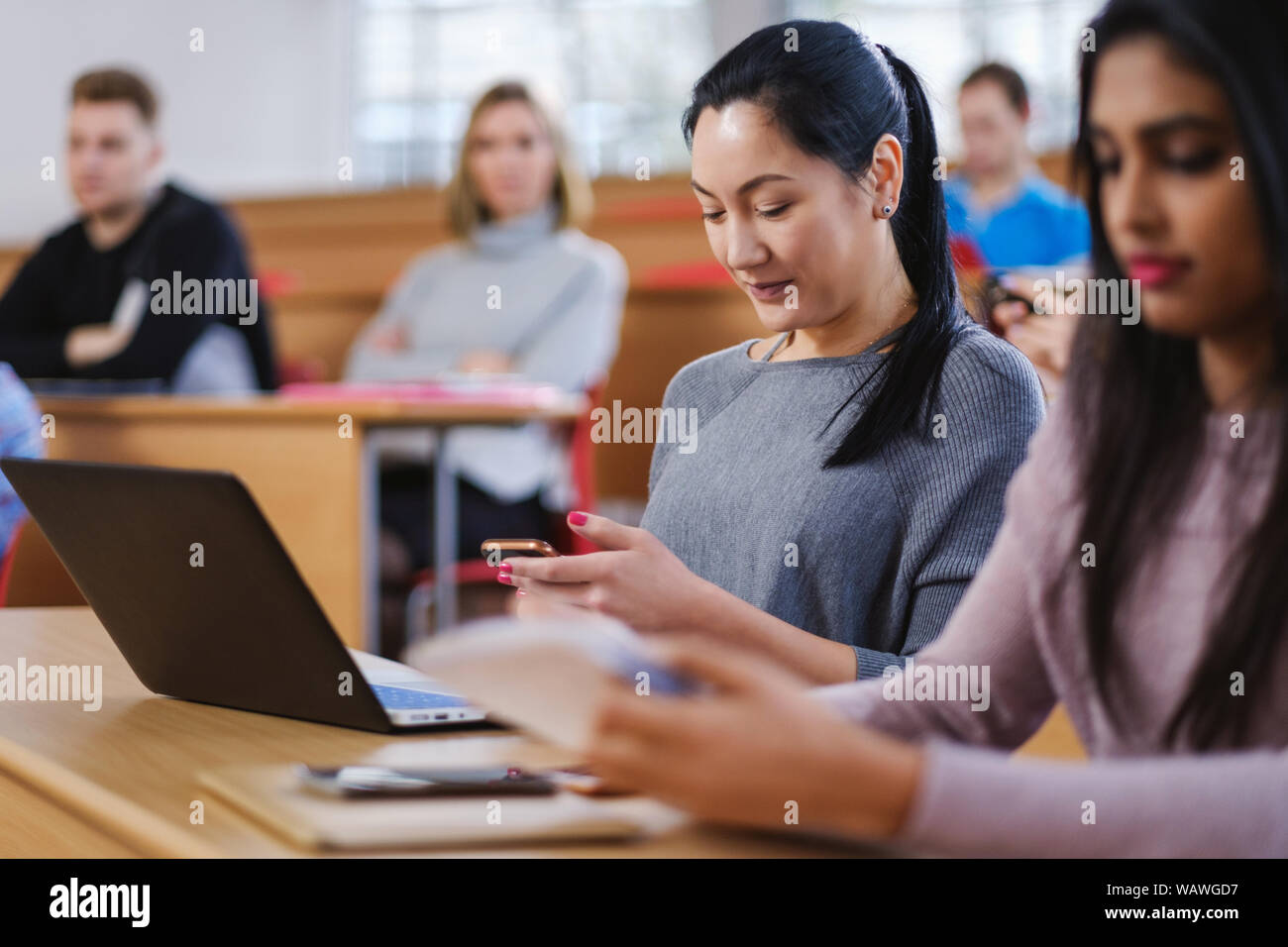 Multicultural group of students in an auditorium Stock Photo - Alamy