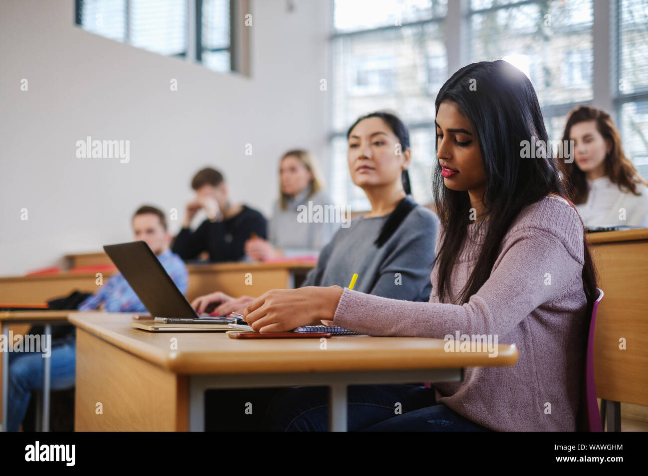 Multicultural group of students in an auditorium Stock Photo - Alamy