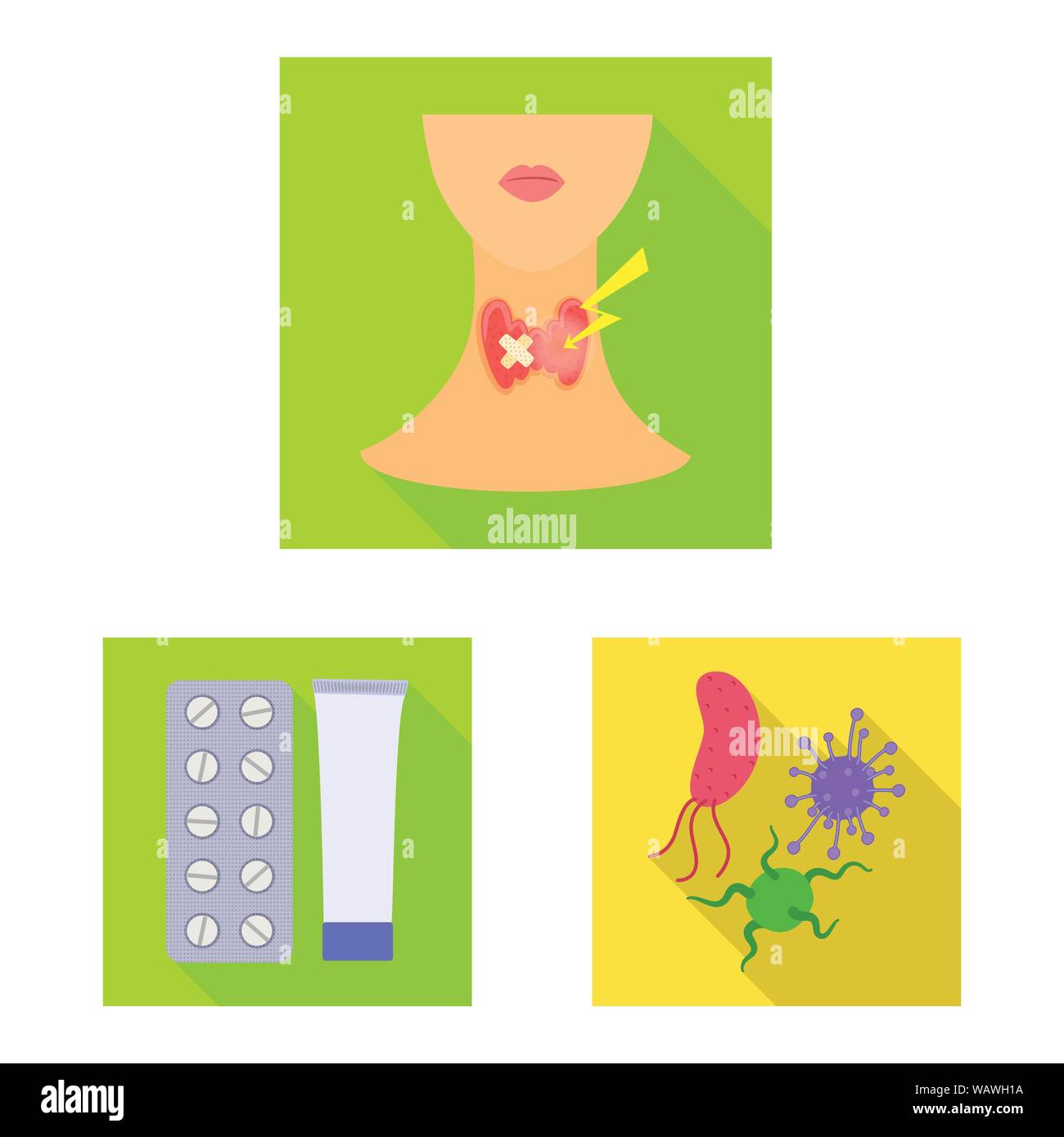 Isolated object of dermatology and disease sign. Collection of ...