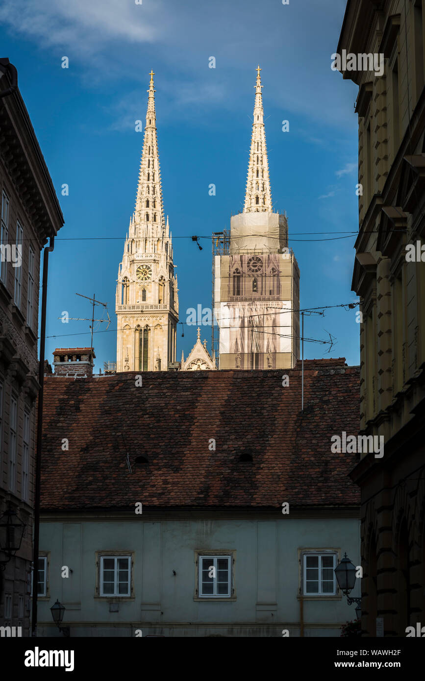Gothic towers of the Zagreb Cathedral, Zagreb, Croatia Stock Photo - Alamy
