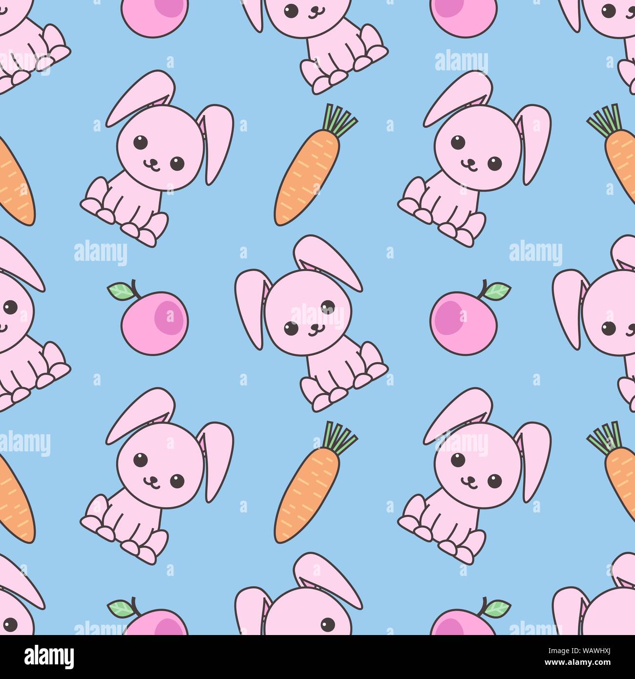 Cute seamless pattern with cartoon funny rabbits. Childish background ...