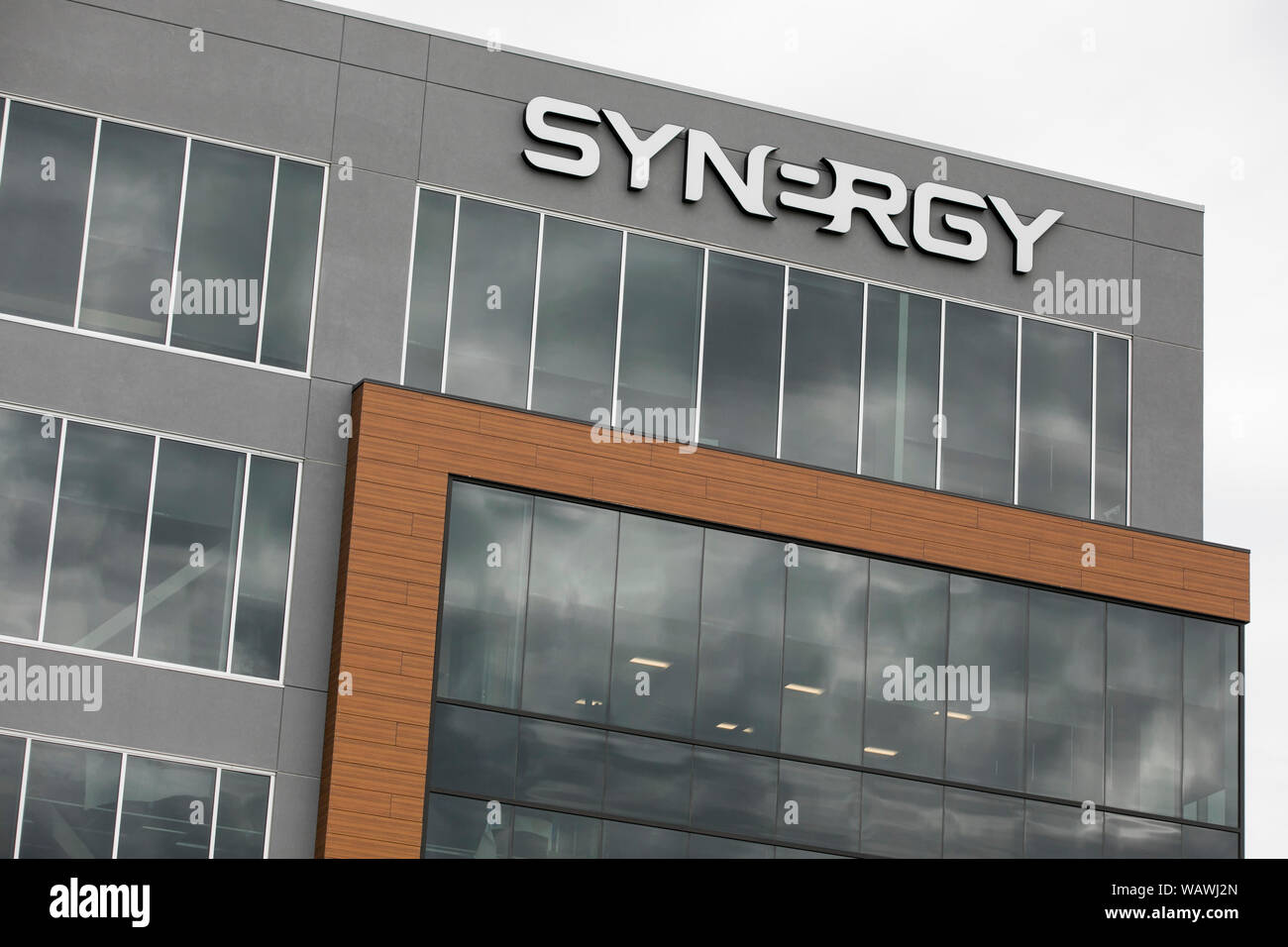 A logo sign outside of the headquarters of Synergy WorldWide in Lehi, Utah on July 27, 2019 ...