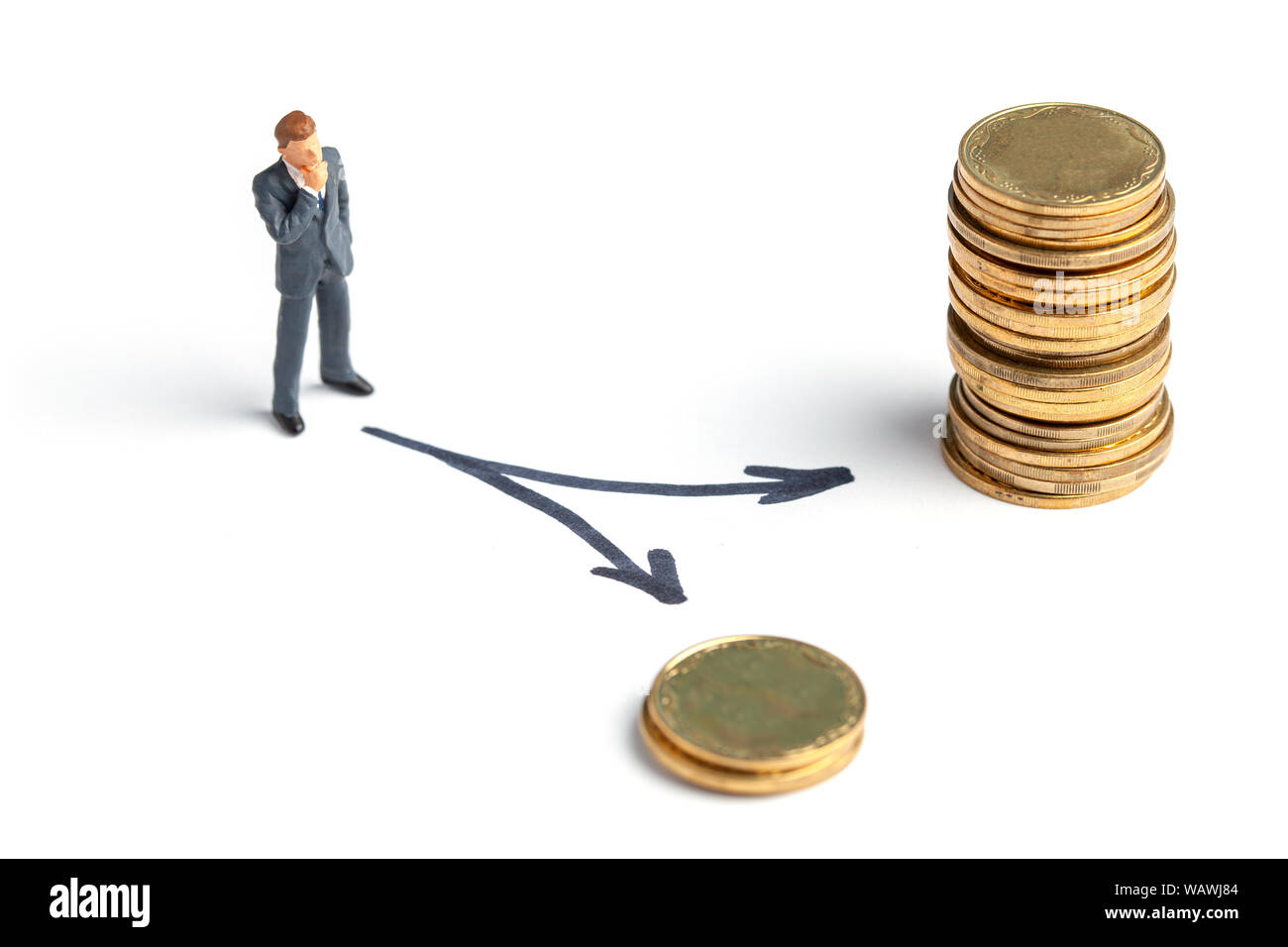 Businessman chooses the right path to big money. Different ways to ...