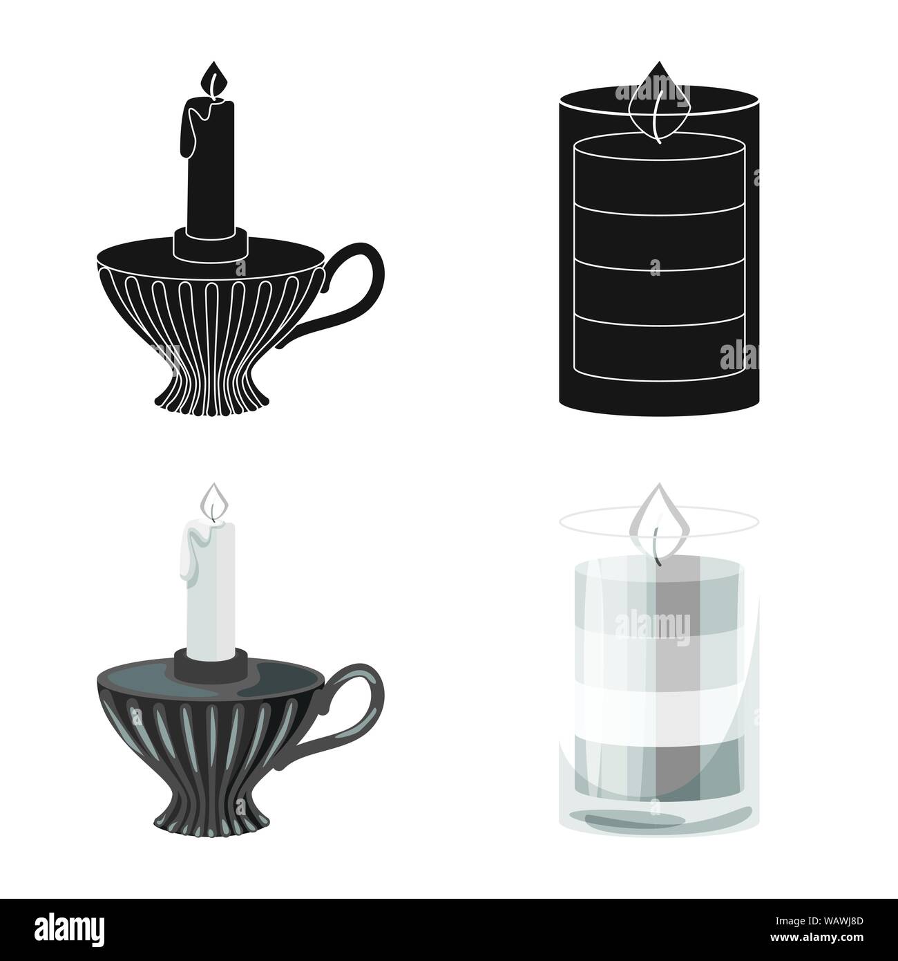 Vector design of relaxation and flame symbol. Set of relaxation and wax ...