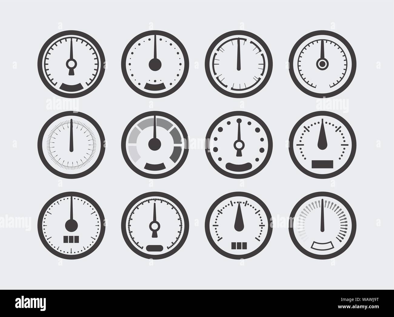 Display with measurement scale and arrow. Icon for measuring device ...