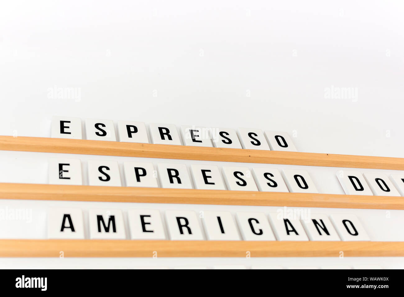 Coffee shop menu board with focus on espresso Stock Photo - Alamy