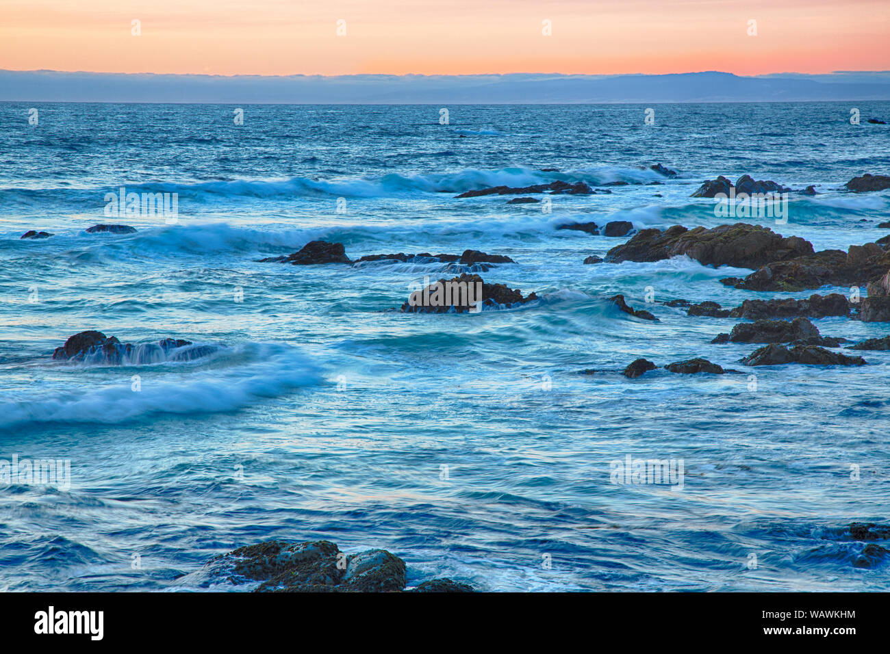A landscape of the Pacfic Ocean along the famous 17 Mile Drive near ...