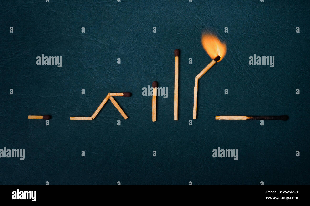 cycle of life conceptual with matchstick’s devolution or evolution ...
