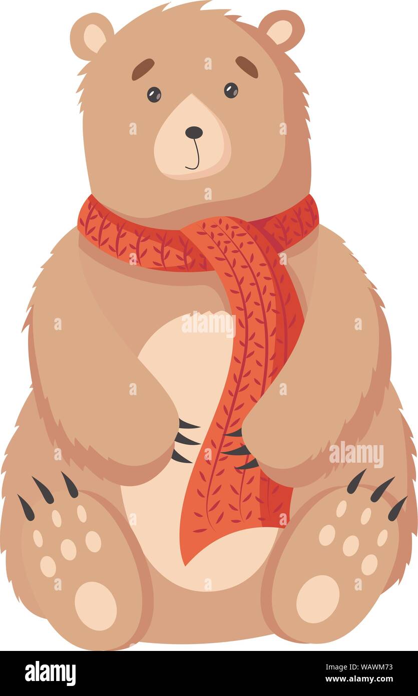 Christmas bear. Flat vector illustration isolated on a white background ...