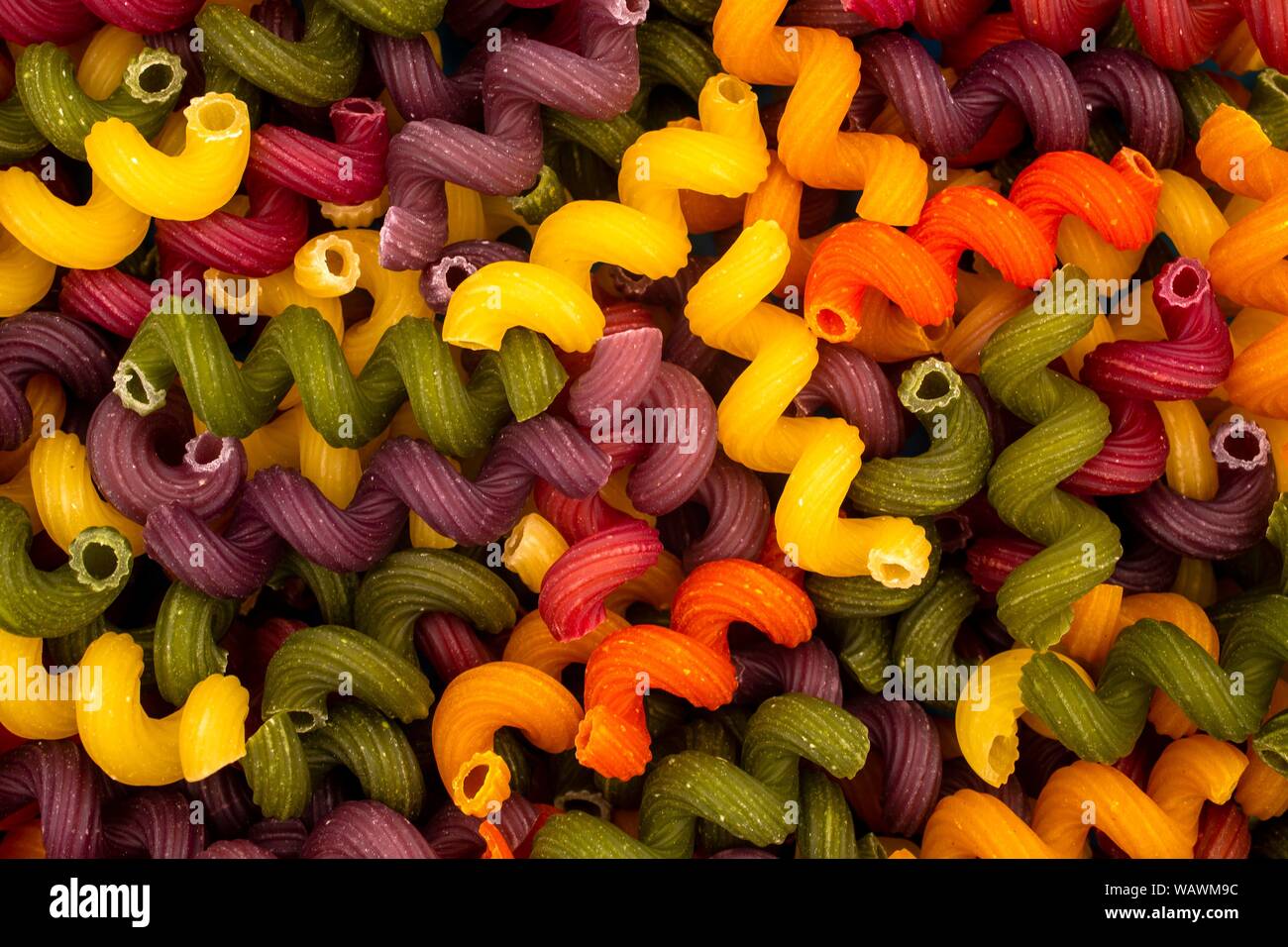 Cellentani, multi colored pasta, Canada Stock Photo - Alamy