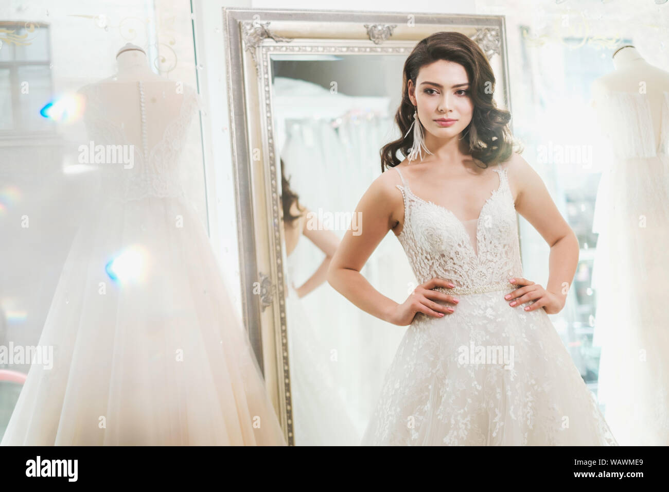 Choosing wedding gown romance hi-res stock photography and images - Alamy