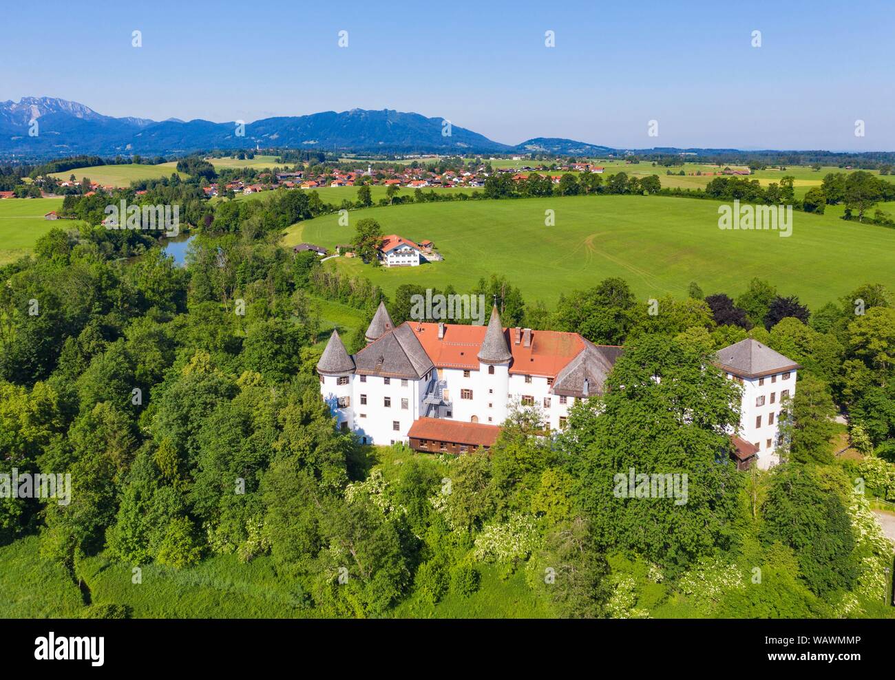 Sigriz Castle, Reichersbeuern, rear Greiling, Tolzer Land, aerial view ...