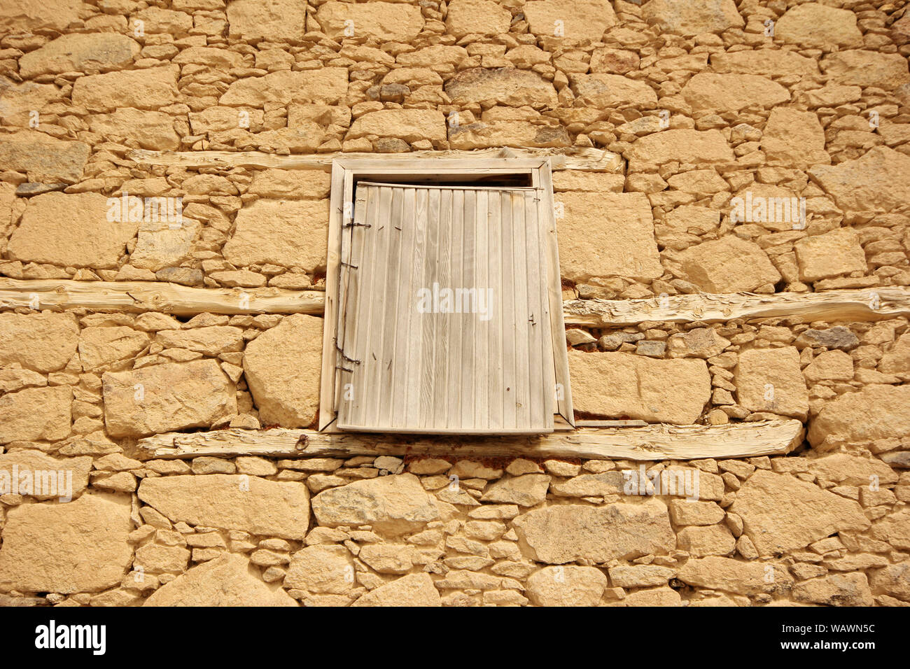 Old Stone House and Wood Window Stock Photo - Alamy