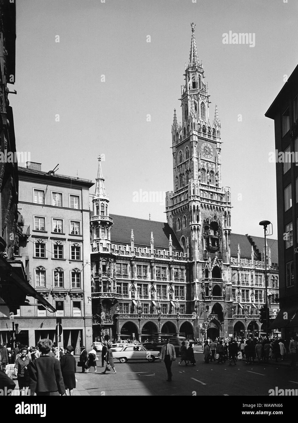 Marienplatz with town hall, around 1964, Munich, Bavaria, Germany Stock ...