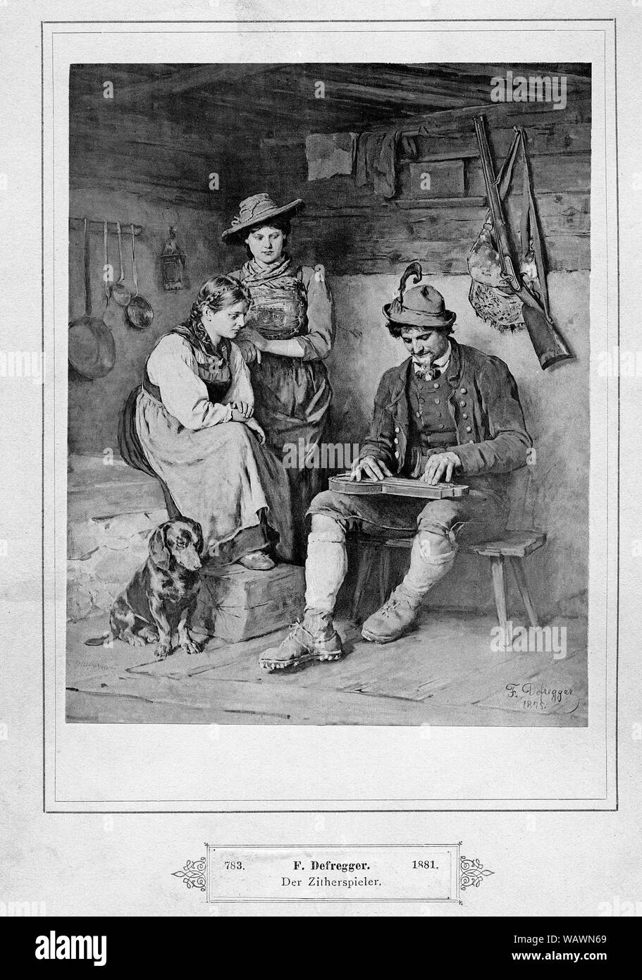The zither player, by Franz Defregger, around 1880 Stock Photo - Alamy