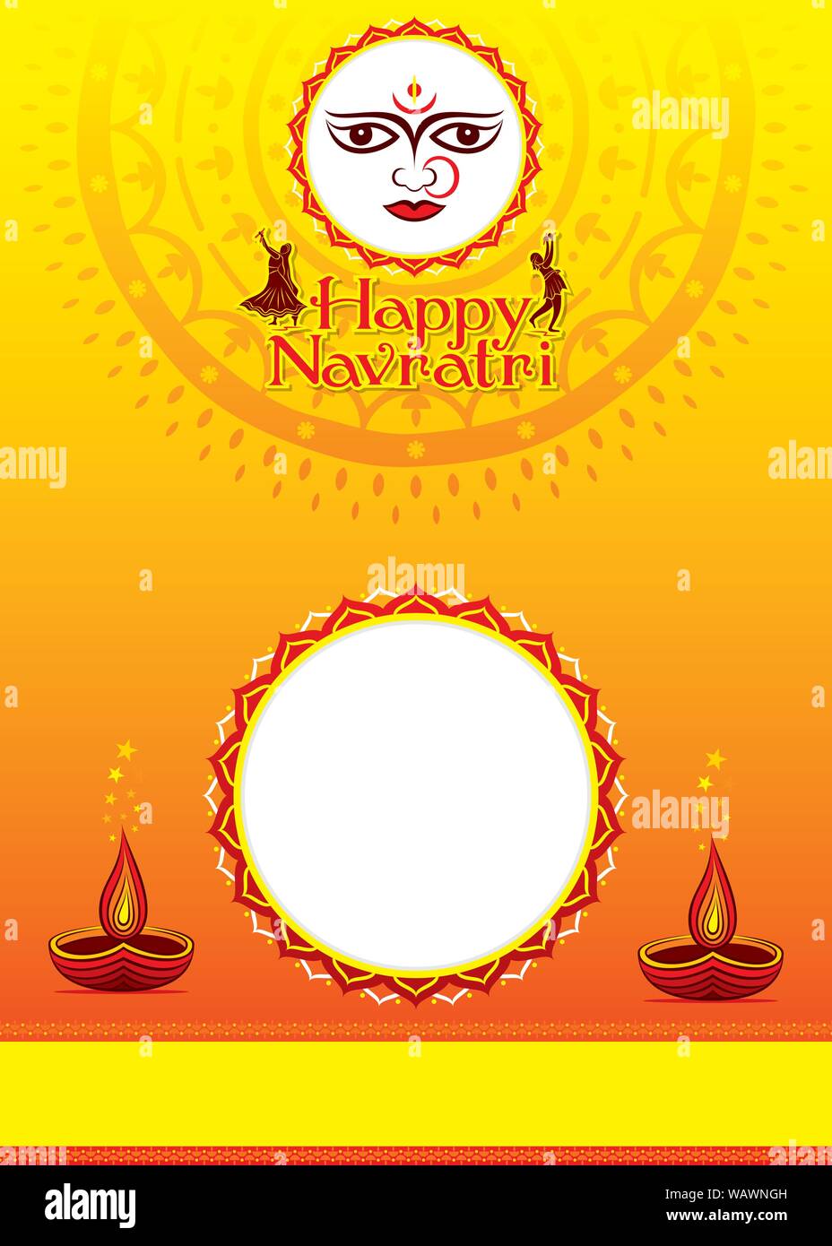 illustration Of Happy Navratri festival Greeting Card Design With ...
